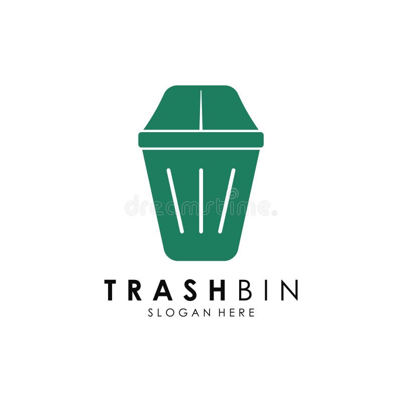 Vector Trash Bin Logo Flat Design Stock Vector - Illustration of waste ...
