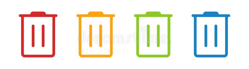 Vector Trash Can Icon in Multiple Color Stock Vector - Illustration of ...