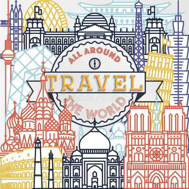 Vector Travel All Around the World Poster Stock Vector - Illustration ...