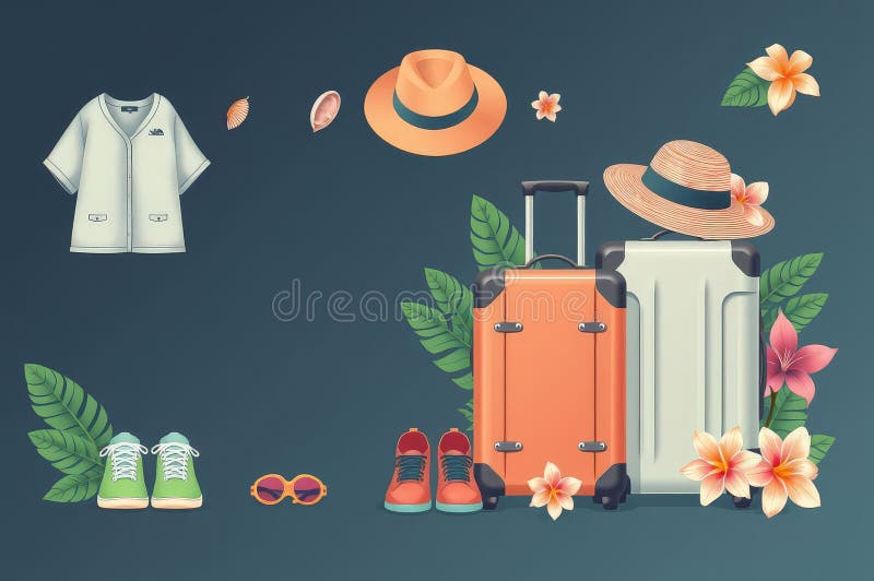 Vector Travel Essentials Collection Stock Illustration - Illustration ...