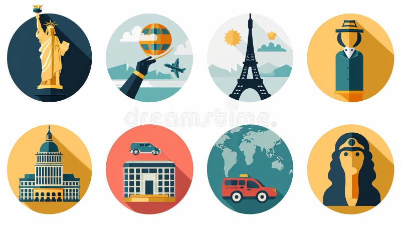 Vector Travel Flat Icons Set Collection of Versatile Travel Symbols in ...