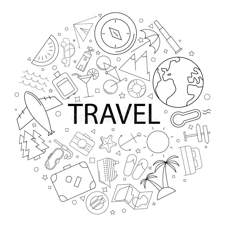 Vector Travel Pattern with Word. Travel Background Stock Vector ...