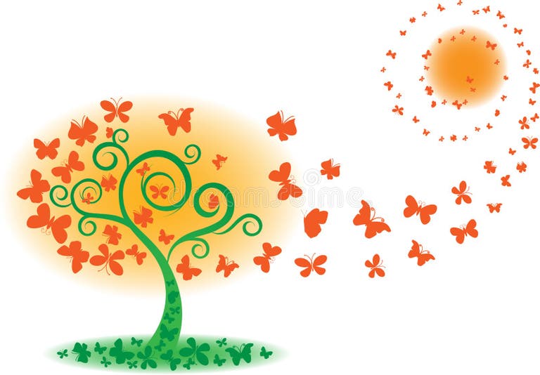 Vector tree of butterfly stock vector. Illustration of beauty - 14740332