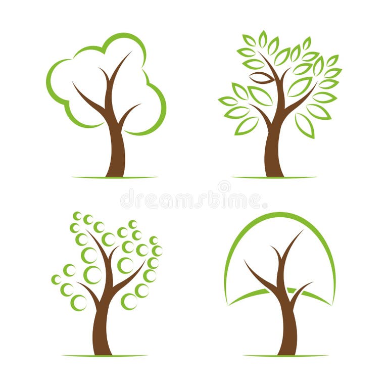 Vector of Tree Design on White Background. Easy Editable Layered Vector ...