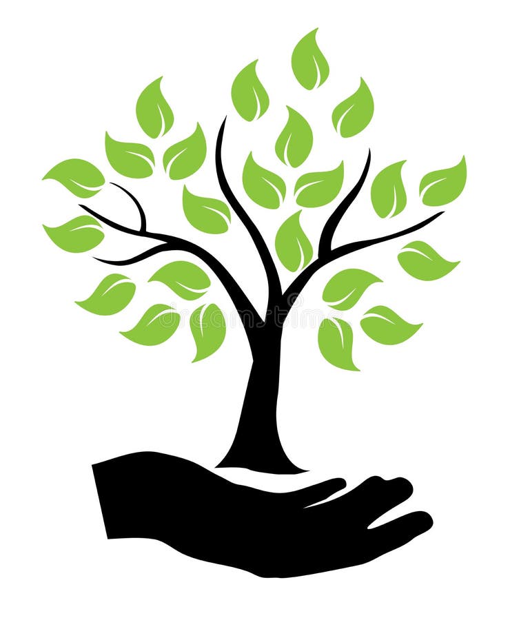 Hands Holding Tree stock vector. Illustration of hold - 100010268