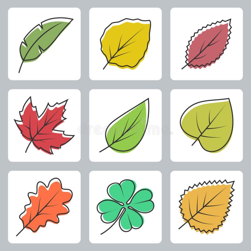 Tree leaves icons set stock vector. Illustration of nature - 164477174