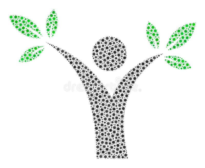 Tree Man Mosaic Icon with Covid Virus Infection Items Stock Vector ...