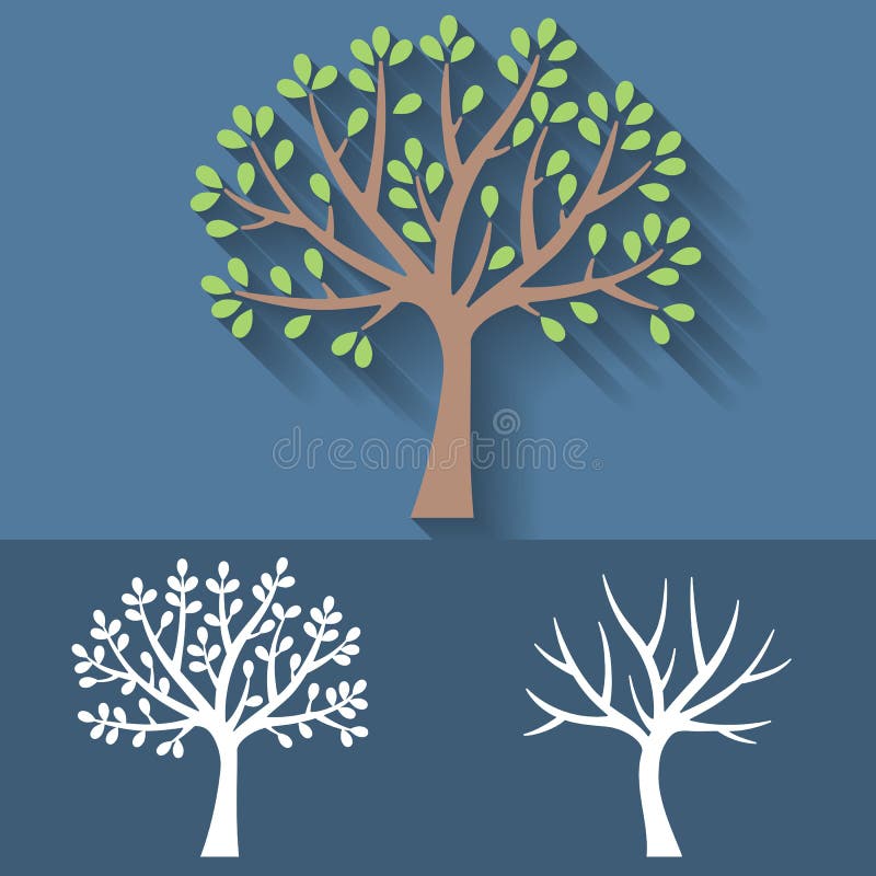 Vector Tree and Tree without Leaves Icon Stock Vector - Illustration of ...