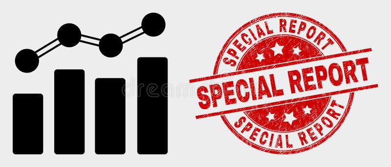 Vector Trend Chart Icon and Distress Special Report Stamp Seal Stock ...