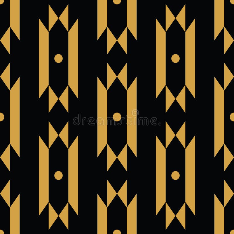 Vector Trendy Black and Gold Seamless Decorative Ethnic Pattern. Stock ...