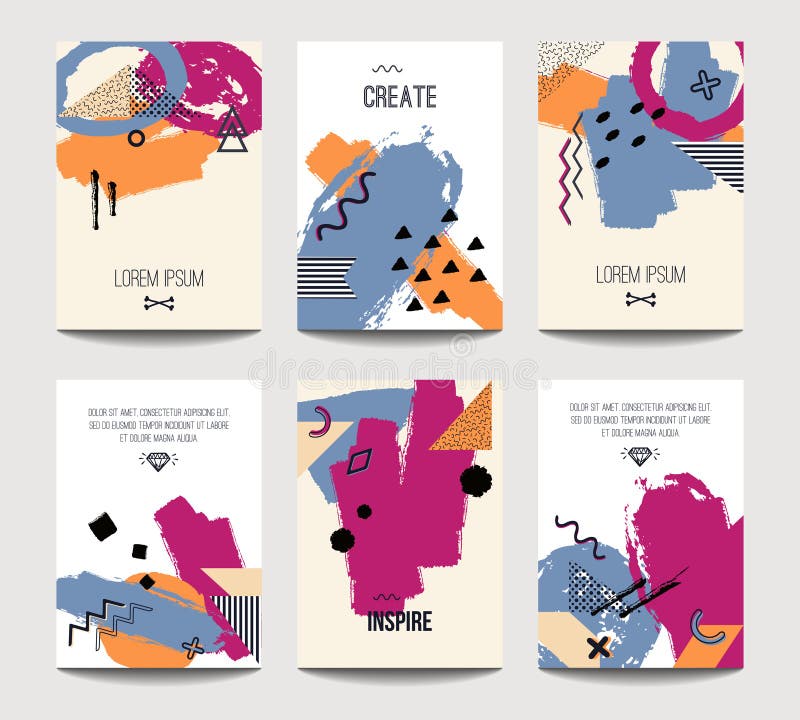 Vector Trendy Brochure Templates with Chaotic Brush Elements Stock ...