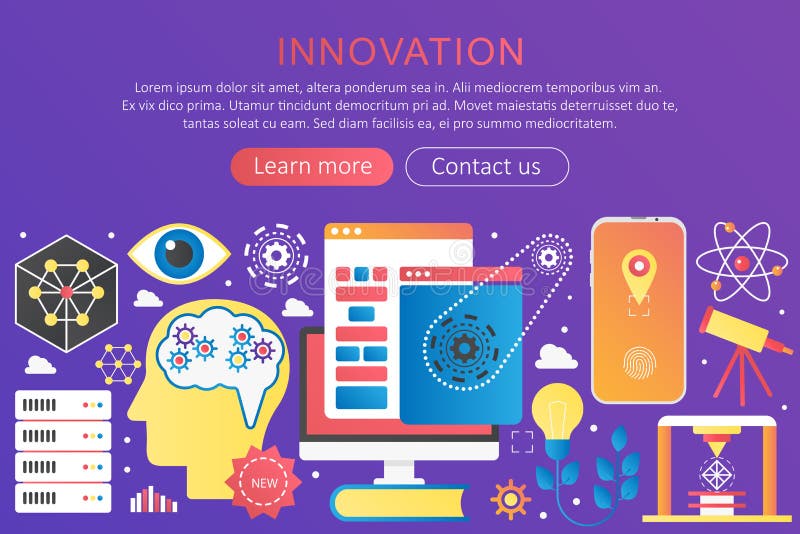 Vector Trendy Flat Gradient Color Innovation Concept Template Violet ... Vector Trendy Flat Gradient Color Innovation Concept Template Violet ...
