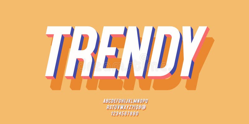 Vector Trendy Font 3d Bold Typography Sans Serif Style Stock Vector ... Vector Trendy Font 3d Bold Typography Sans Serif Style Stock Vector ...