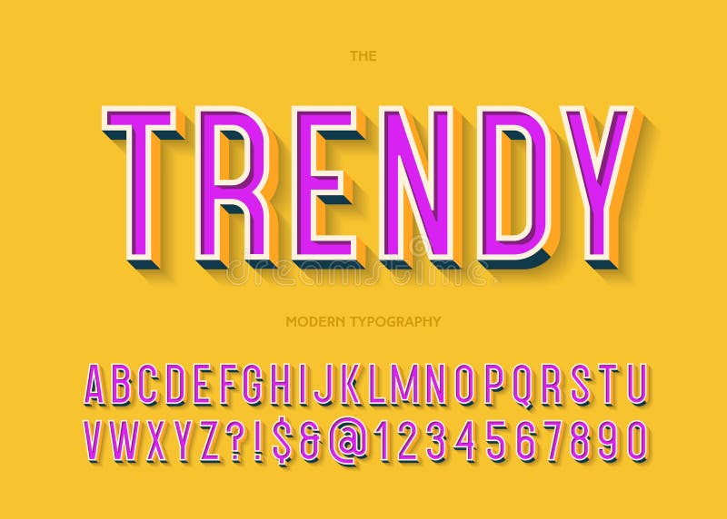 Vector Trendy Font 3d Bold Typography Sans Serif Style Stock Vector ... Vector Trendy Font 3d Bold Typography Sans Serif Style Stock Vector ...