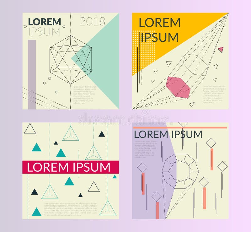 Vector Trendy Geometric Posters. Modern Set of Abstract Card, Template ...
