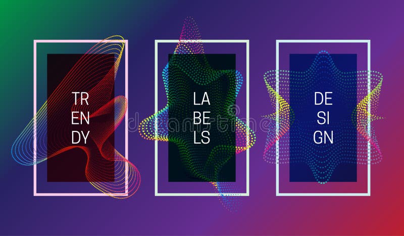 Vector Trendy Labels Design. Set of Frames with Colorful Array of Dots ...