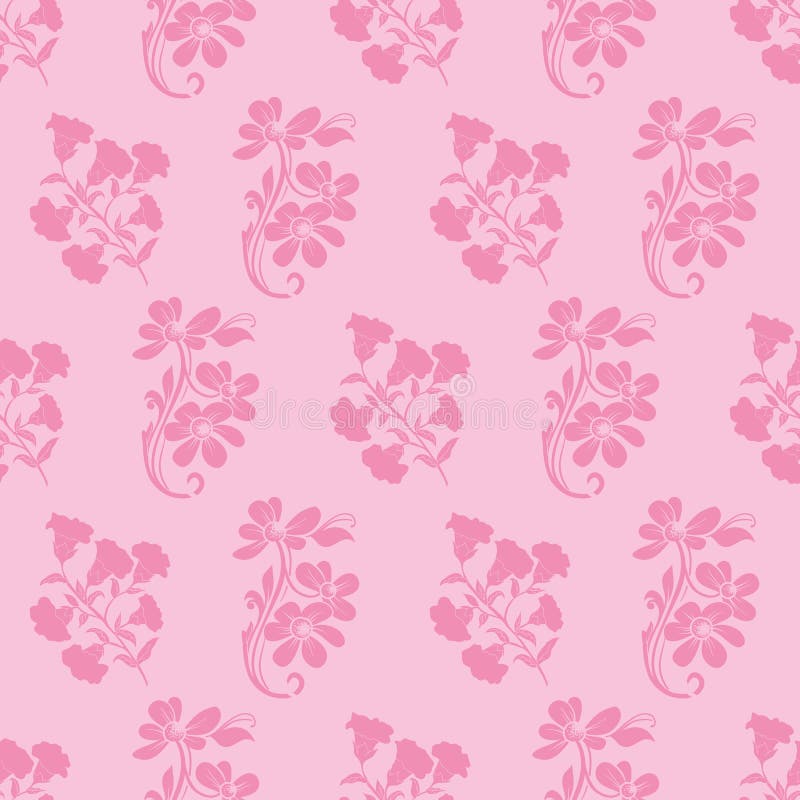 Bold Pink Flower Bunch Seamless Pattern Background Stock Illustrations ...