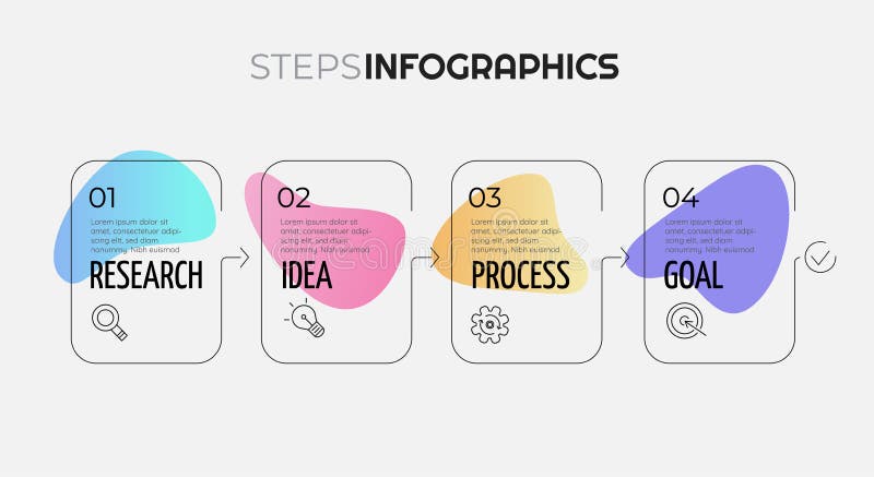 Vector Trendy Step by Step Infographics Design. Linear and Neomorphism ...