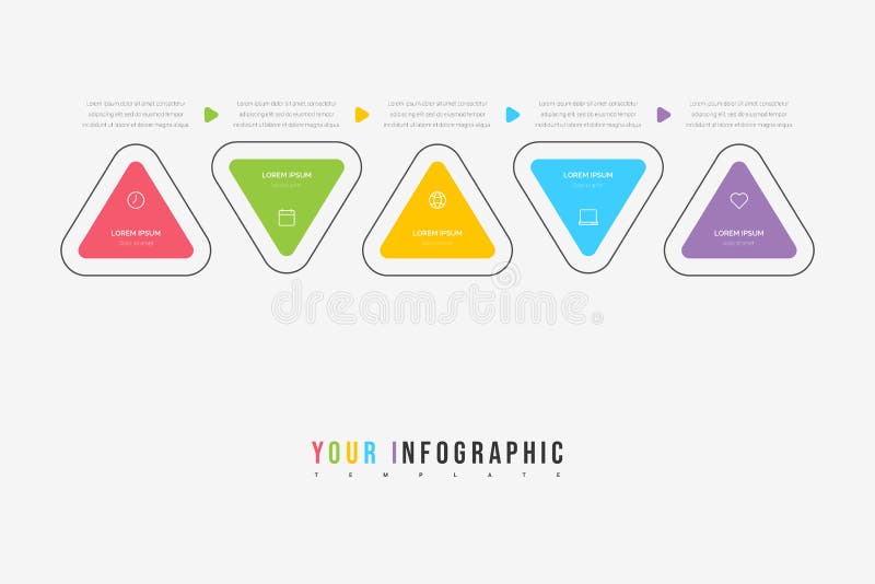 Vector Triangle Element Infographic. Business Concept with 5 Options ...