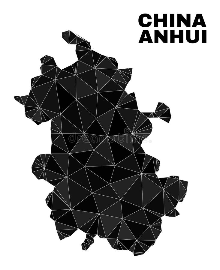 Vector Triangle Filled Anhui Province Map Stock Vector - Illustration ...