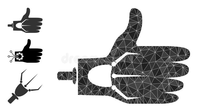 Vector Triangle Filled Artificial Hand Icon with Similar Icons Stock ...