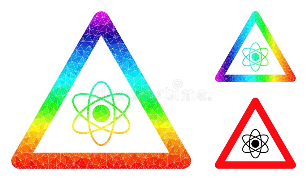 Vector Triangle Filled Atom Warning Icon with Spectrum Gradient Stock ...