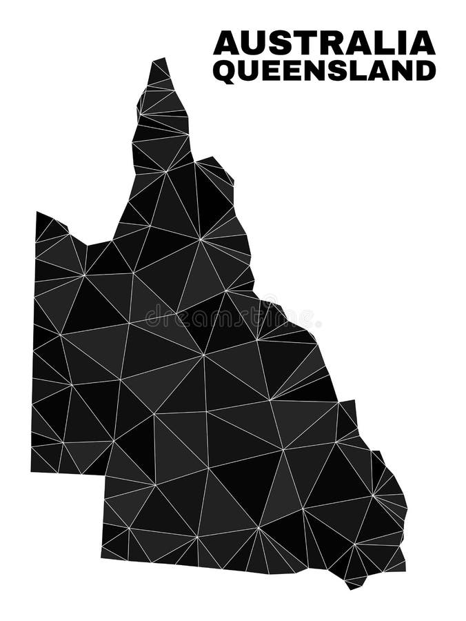 Vector Triangle Filled Australian Queensland Map Stock Vector ...