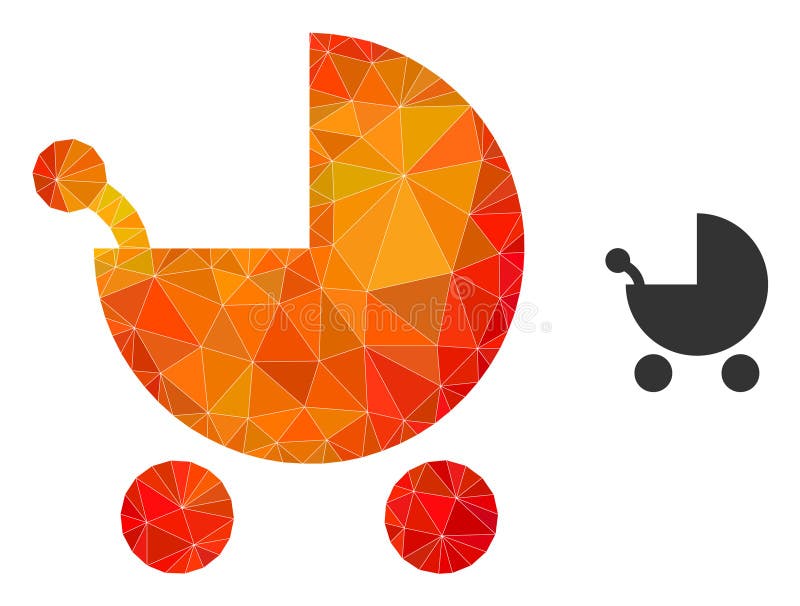 Vector Triangle Filled Baby Carriage Icon with Flame Gradient Stock ...