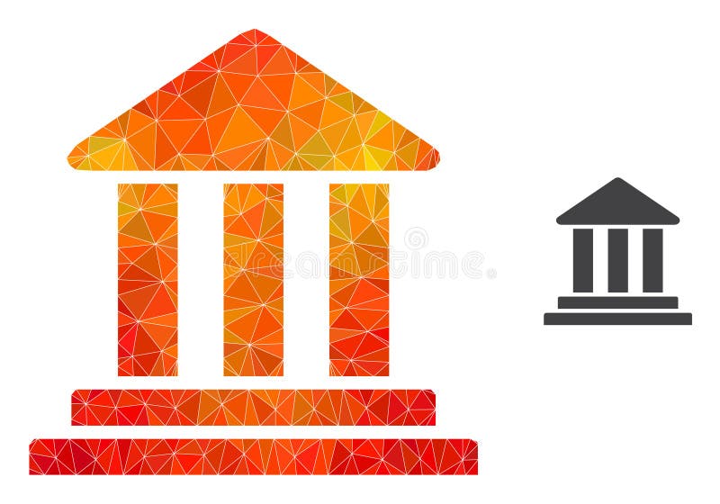 Vector Triangle Filled Bank Building Icon with Orange Colored Gradient ...
