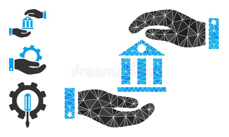 Vector Triangle Filled Bank Service Icon with Similar Icons Stock ...