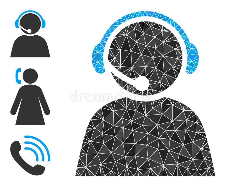 Vector Triangle Filled Call Center Operator Icon with Bonus Icons Stock ...