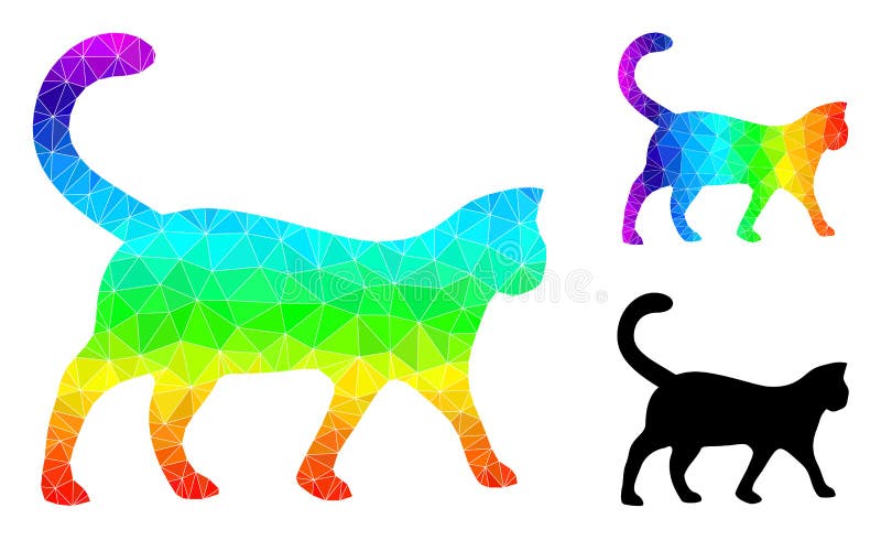 Vector Triangle Filled Cat Icon with Spectral Colored Gradient Stock ...