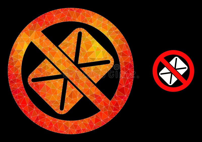Vector Triangle Filled Censored Mail Icon with Flame Gradient Stock ...