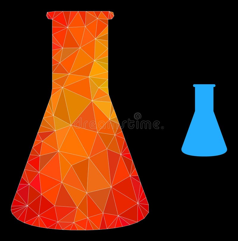 Vector Triangle Filled Chemical Retort Icon with Flame Gradient Stock ...