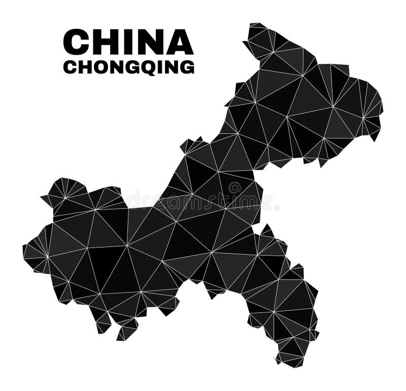 Vector Triangle Filled Chongqing City Map Stock Vector - Illustration ...