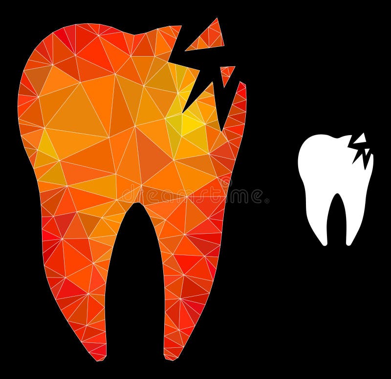 Vector Triangle Filled Cracked Tooth Icon with Flame Gradient Stock Vector - Illustration of ...