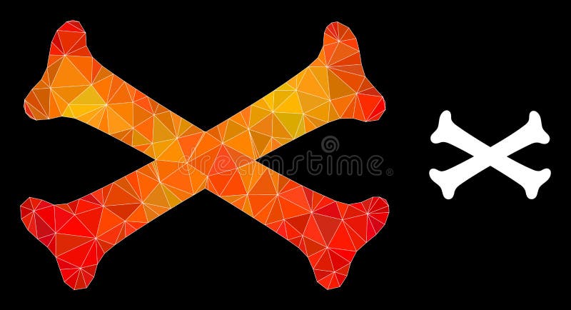 Vector Triangle Filled Crossing Bones Icon with Fire Gradient Stock ...