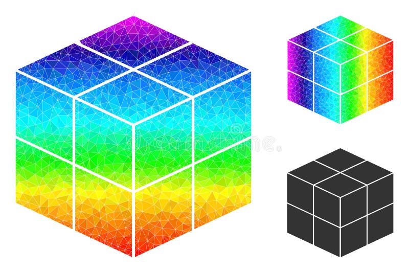 Vector Triangle Filled 3D Cube Icon with Spectral Colored Gradient ...