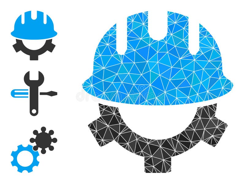 Vector Triangle Filled Development Helmet Icon with Other Icons Stock ...