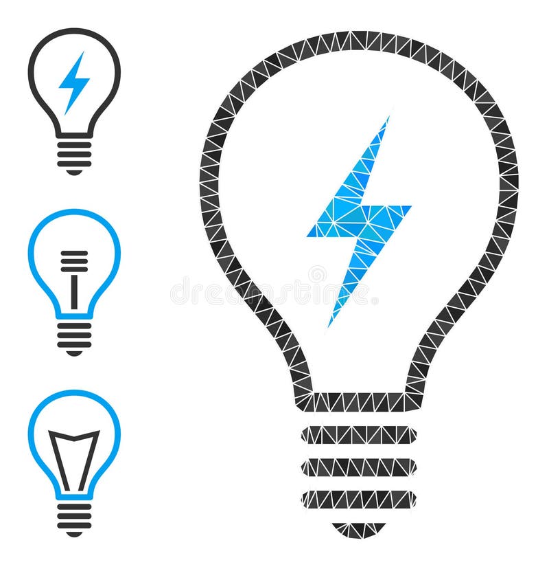Vector Triangle Filled Electric Bulb Icon with Other Icons Stock Vector ...