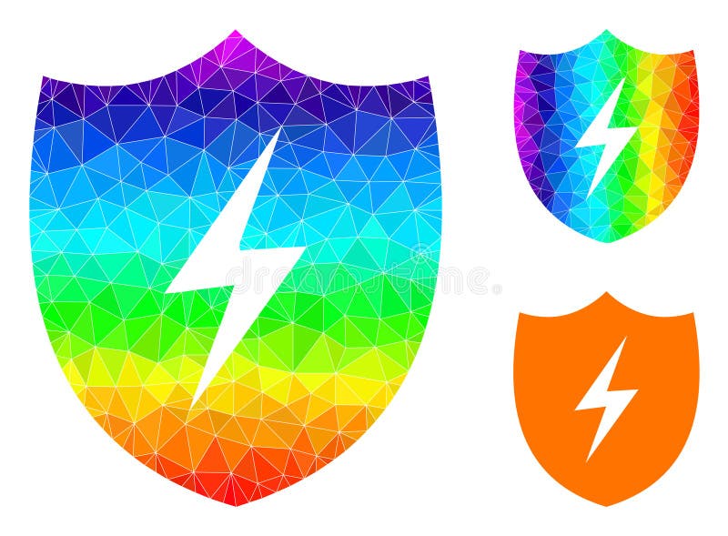 Vector Triangle Filled Electric Shield Icon with Spectrum Gradient ...
