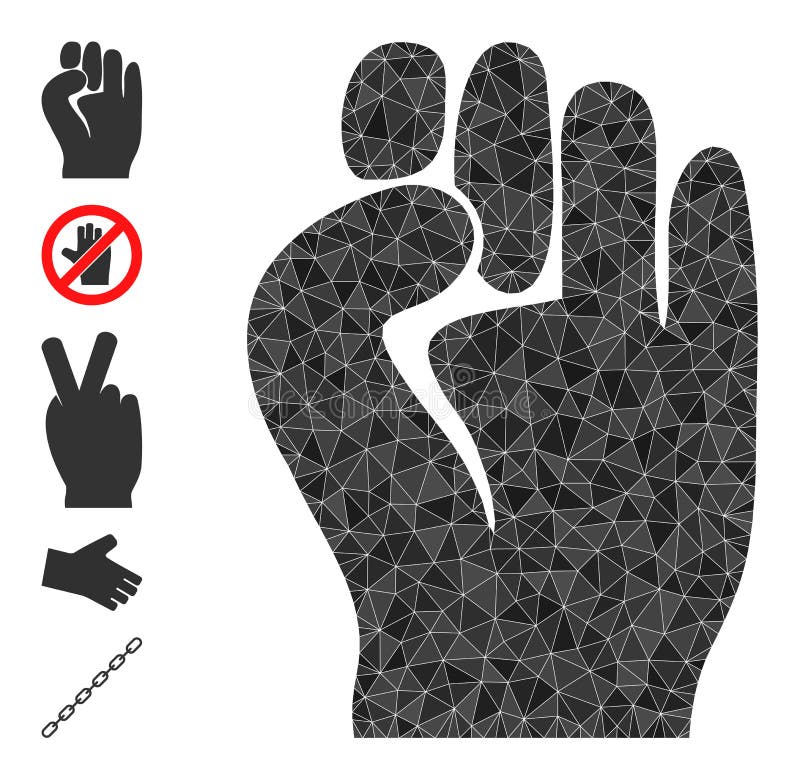 Vector Triangle Filled Fist Icon and Other Icons Stock Vector ...