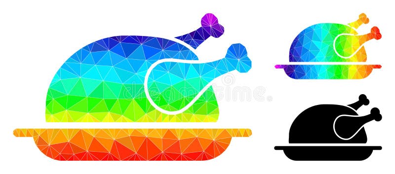 Vector Triangle Filled Fried Chicken Dish Icon with Spectrum Gradient Stock Vector ...