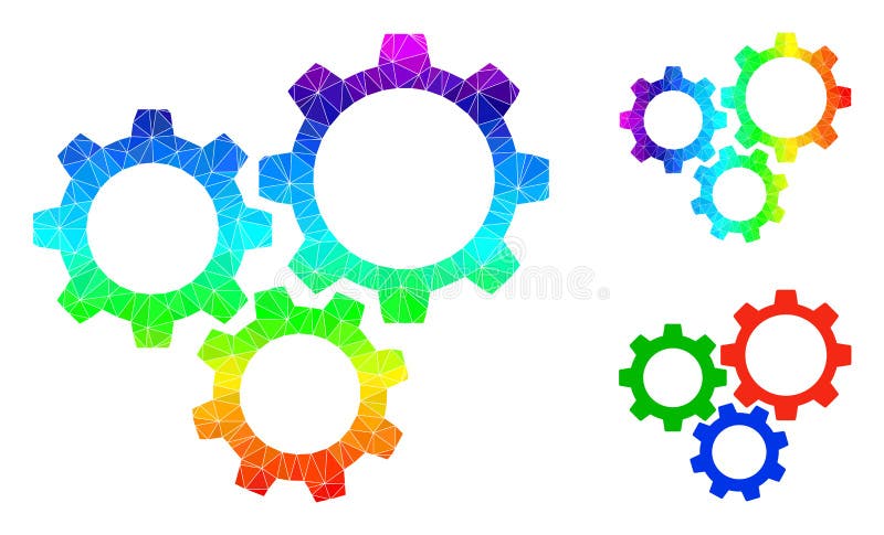 Vector Triangle Filled Gear Box Icon with Spectrum Gradient Stock ...