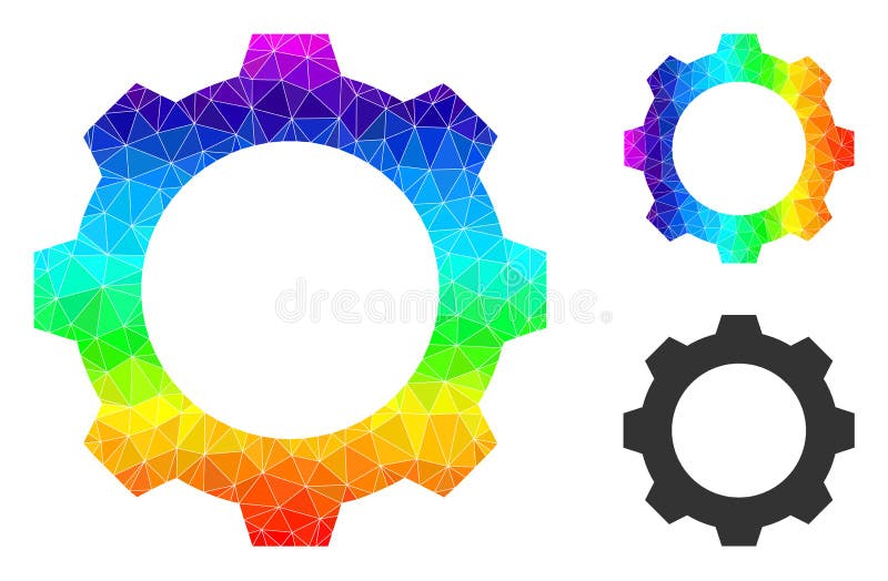 Vector Triangle Filled Gear Icon with Rainbow Gradient Stock Vector ...