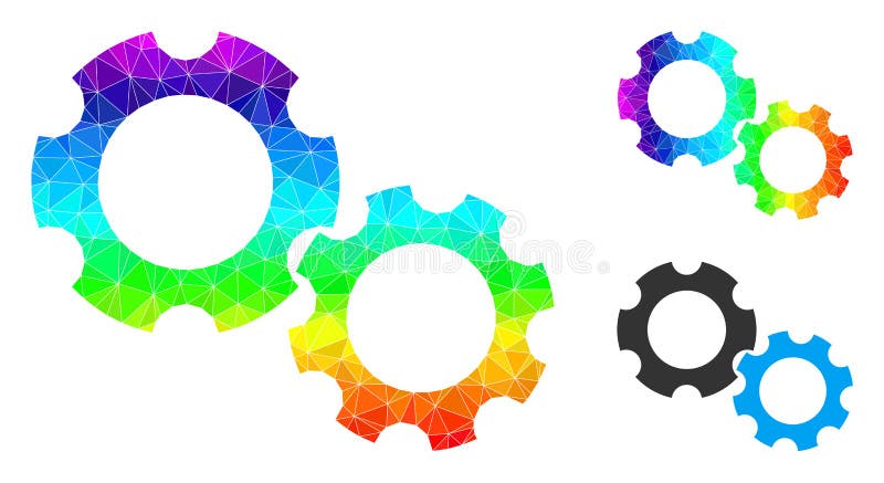 Vector Triangle Filled Gears Icon with Rainbow Gradient Stock Vector ...