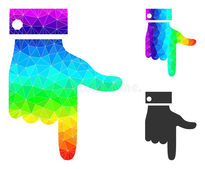 Vector Triangle Filled Hand Pointer Down Icon with Spectrum Gradient ...