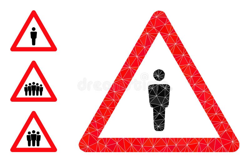 Vector Triangle Filled Human Warning Icon with Bonus Icons Stock Vector ...