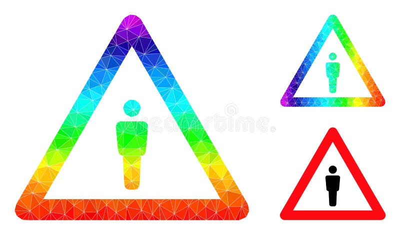 Vector Triangle Filled Human Warning Icon with Rainbow Gradient Stock ...