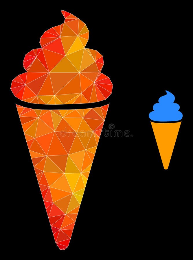 Vector Triangle Filled Ice Cream Icon with Orange Colored Gradient ...